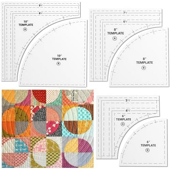 3 Set Drunkards Path Quilting Templates Large Quilting Rulers and ...