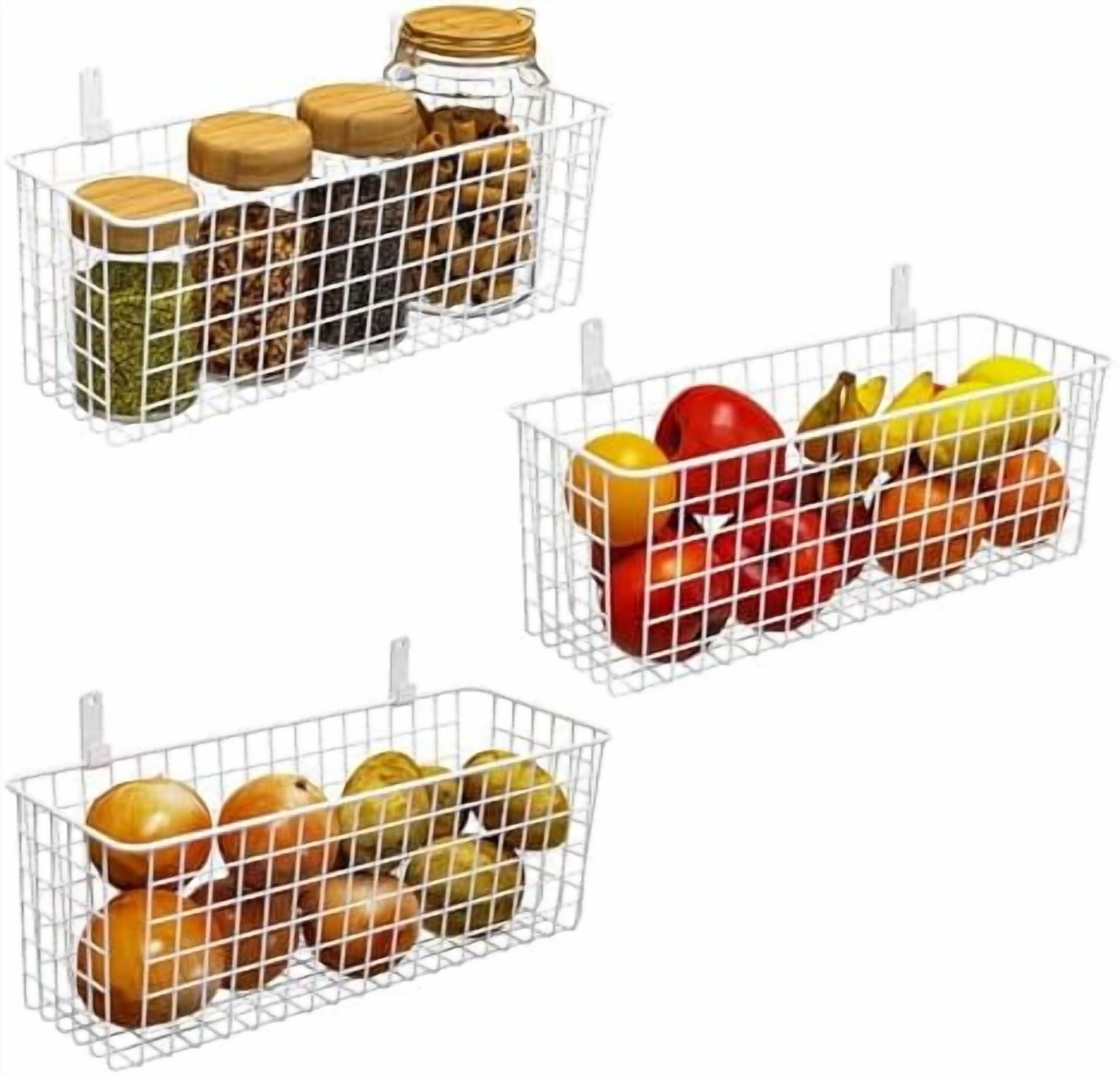 3 Set [Extra Large] Hanging Wall Wire Baskets, Farmhouse Food Storage ...