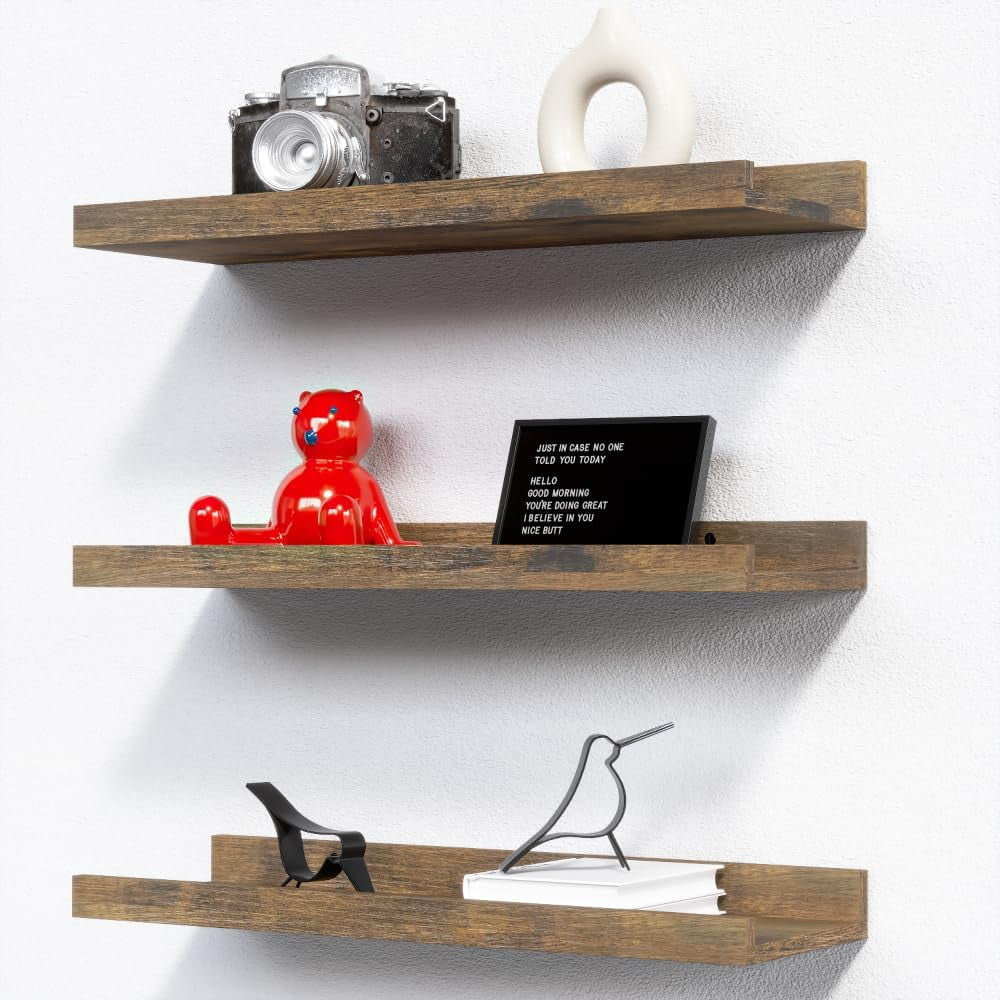 3 Set Floating Shelves for Wall Decor, Wall Mounted Book Shelf, Nursery ...