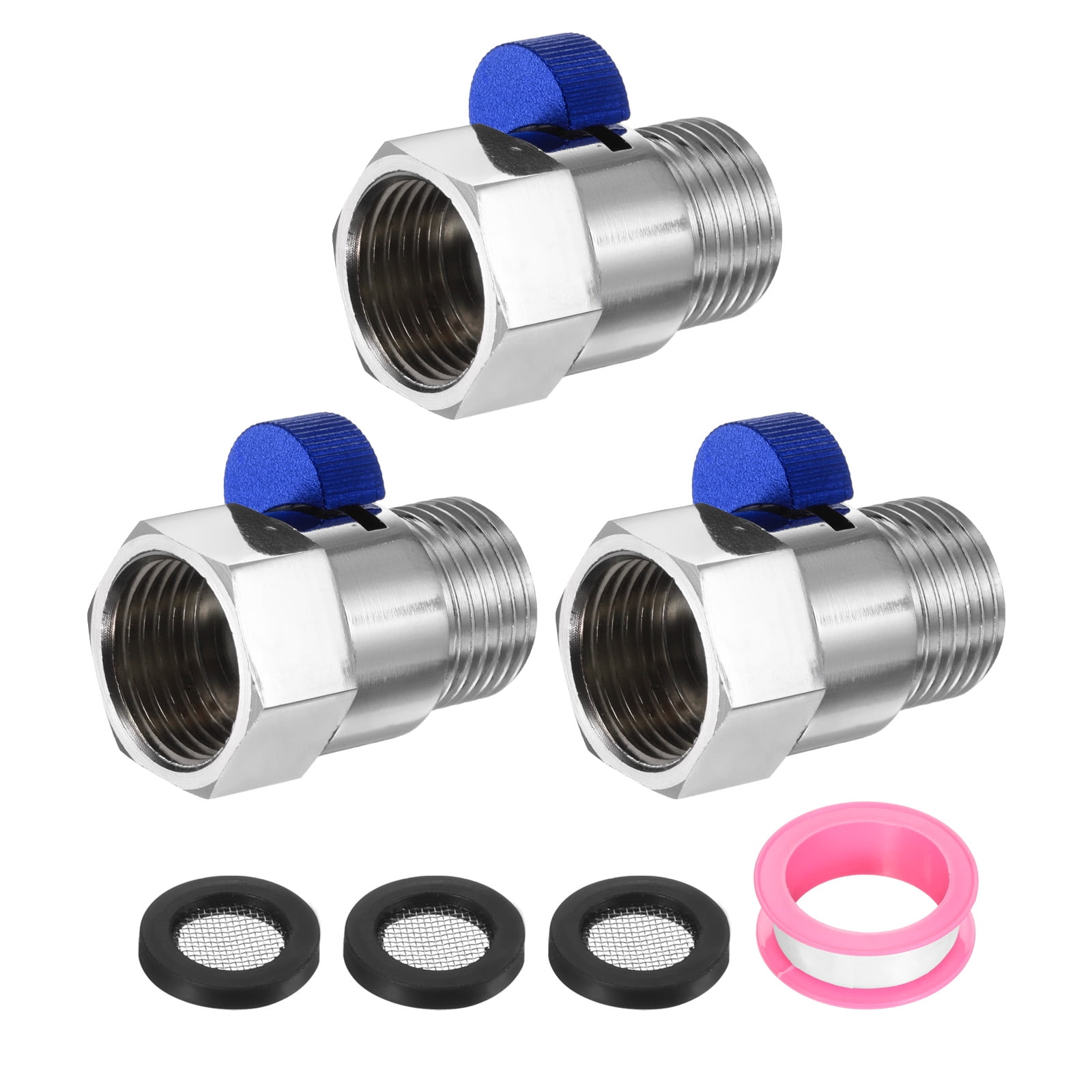 3 Set G1/2" Female x Male Shower Shut Off Valve, Brass Water Flow ...