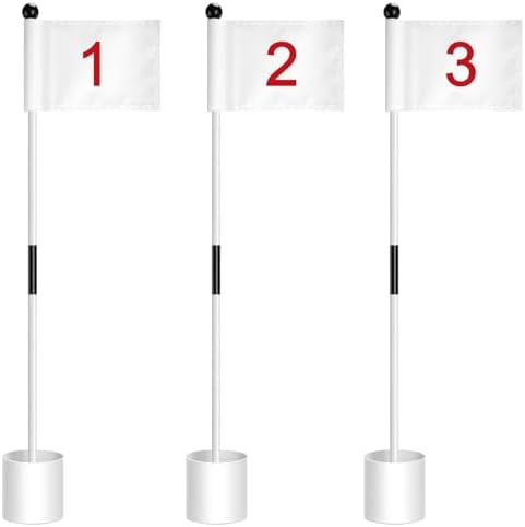 3 Set Golf Flagsticks Flags with Cups Practice Putting Green Pole Pin ...