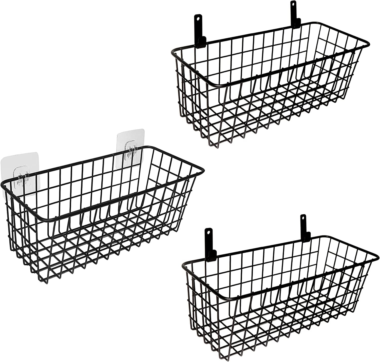 3 Set Hanging Wire Baskets ,Wall Mount Fruit Basket,No Drilling ...