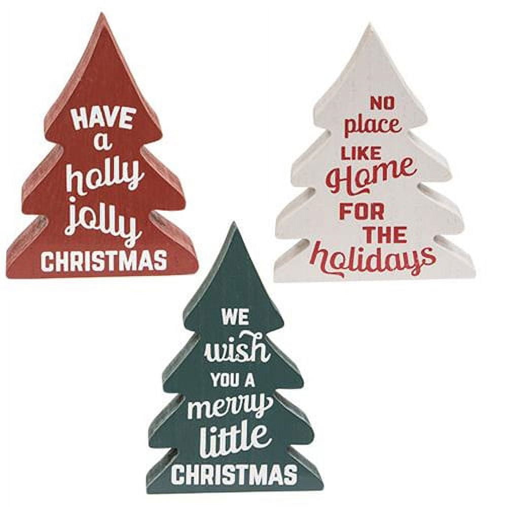 3/Set Holly Jolly Chunky Wooden Trees - Walmart.com
