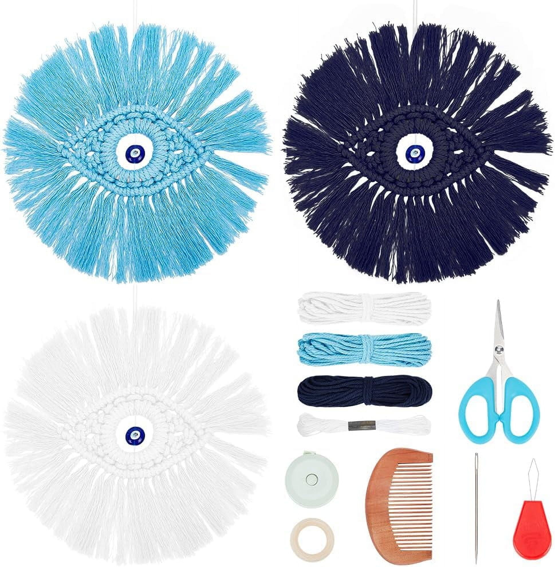 3 Set Macrame Evil Eye Kits Wall Hanging Macrame Ornament Protection ...