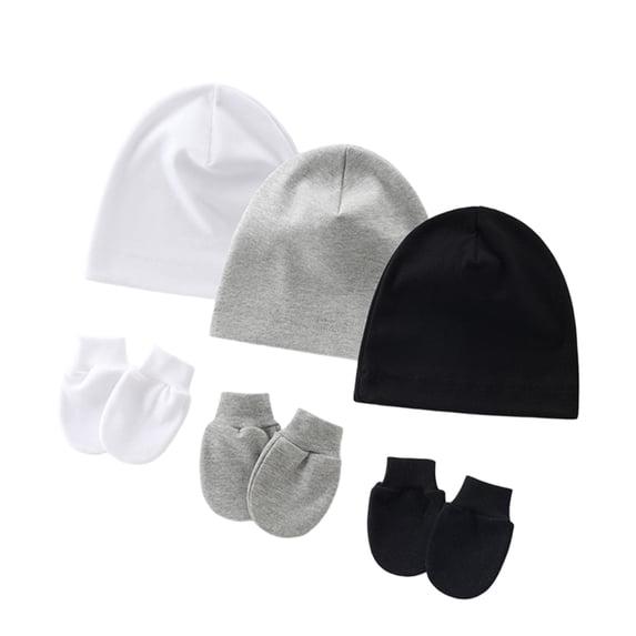 3 Set Newborna Baby Hat and Mittens Set Soft Fabric Anti Scratch Design ...