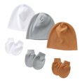3 Set Newborna Baby Hat and Mittens Set Soft Fabric Anti Scratch Design ...