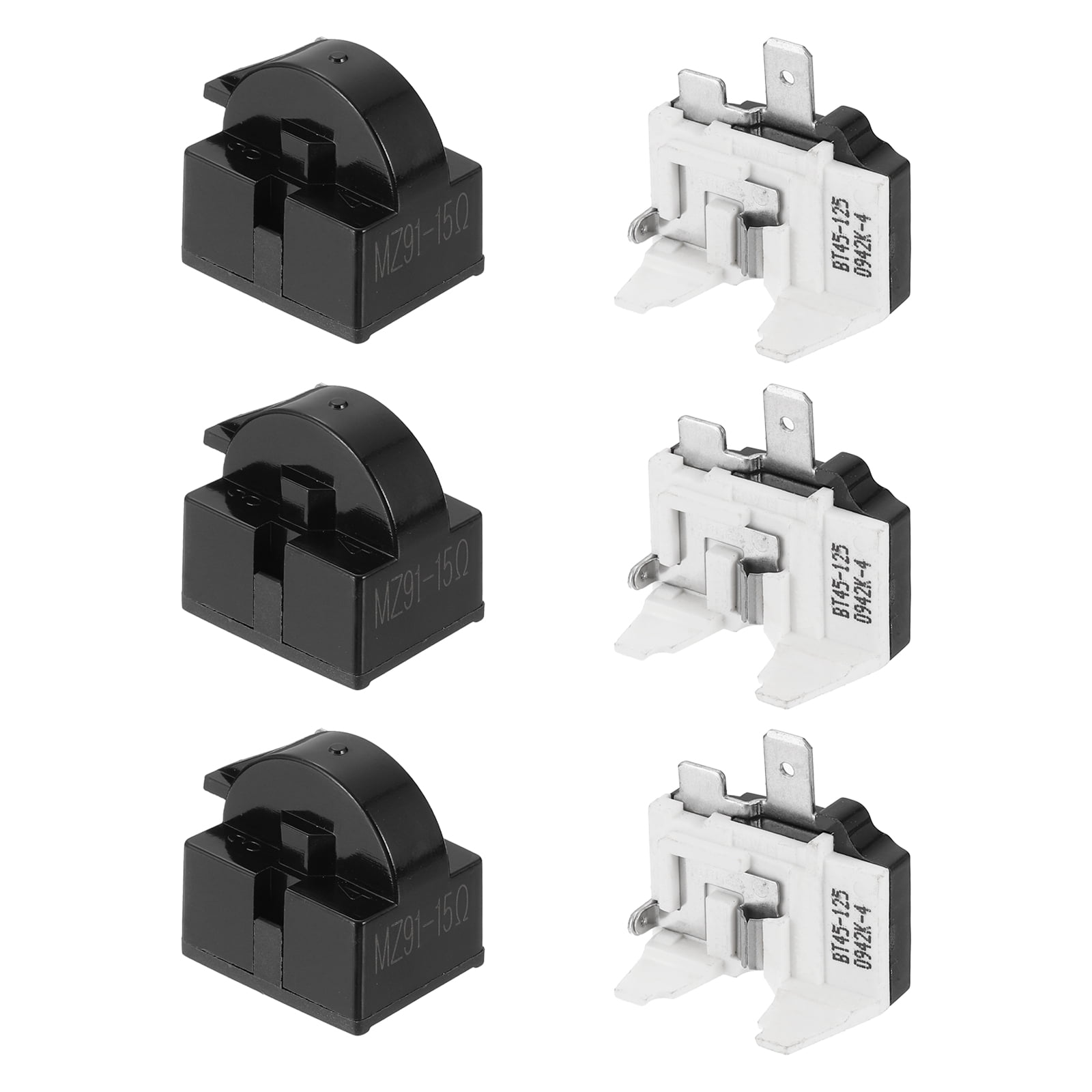 3 Set PTC Refrigerator Starter Relay 15 Ohm 1 Pin and 1/6HP Overload ...