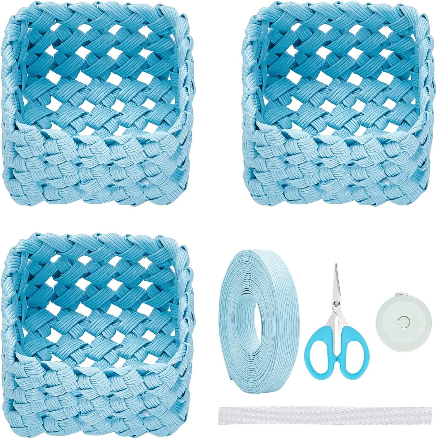 3 Set Paper Rattan Woven Basket Kit Craft Band Paper Weaving Basket ...