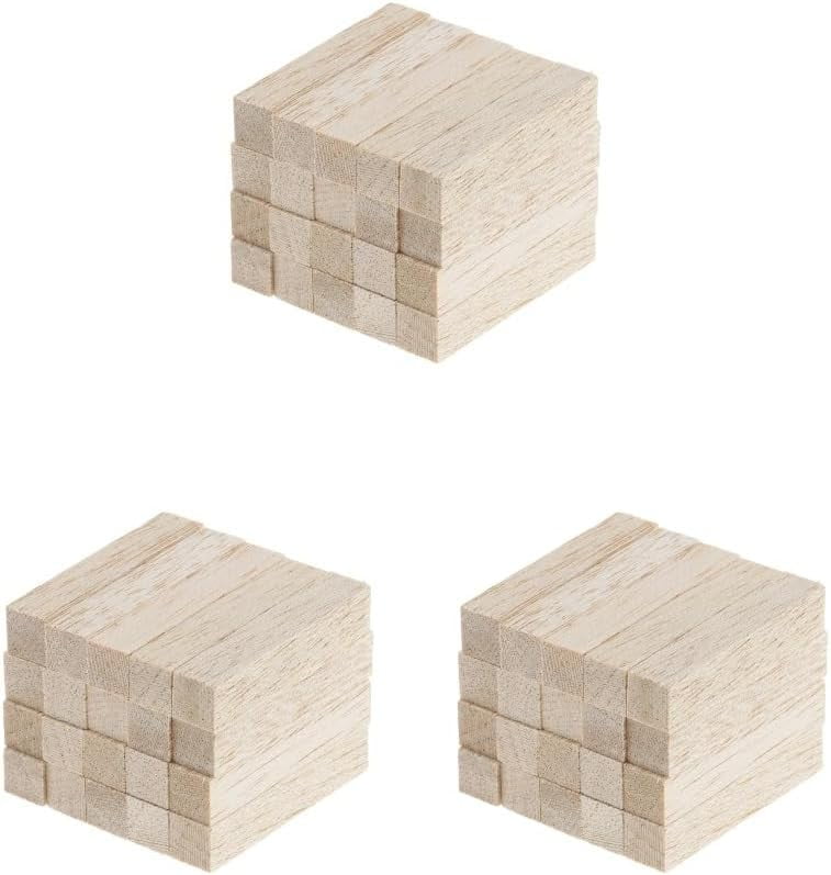 3 Set Pine Wood Stick Unfinished Woodcraft Square Stick Dowel Rod 50mm ...