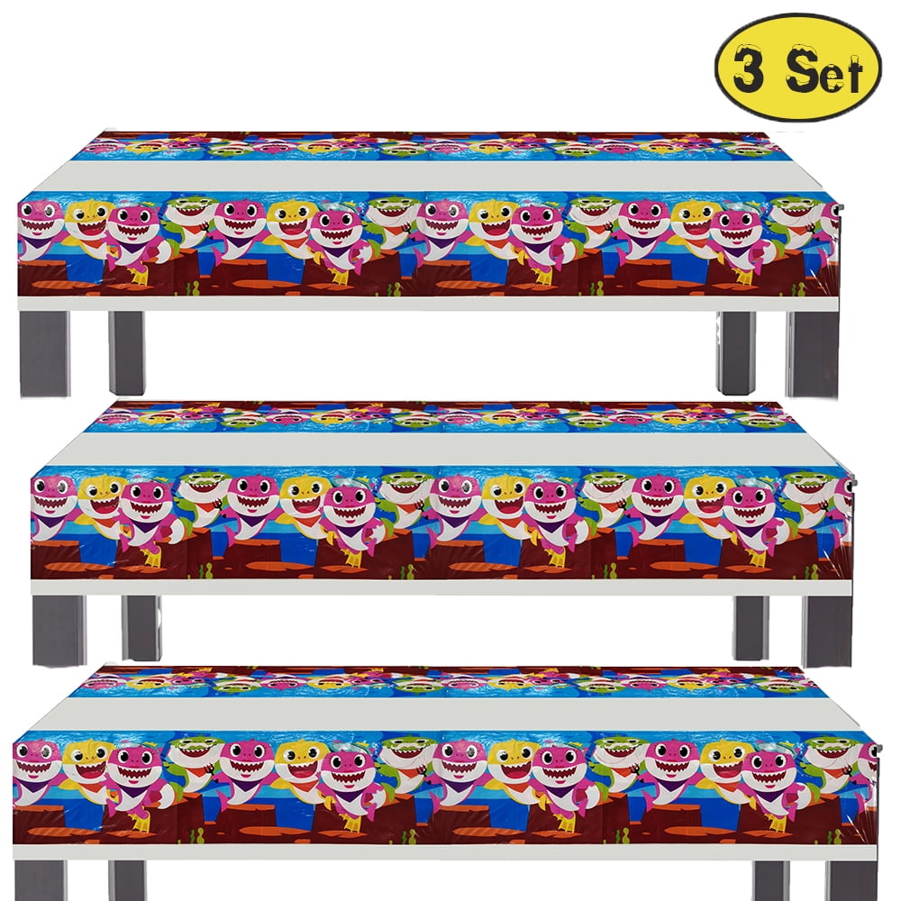 3 Set of Blue Baby Shark Birthday Party Tablecover, Under The Sea ...