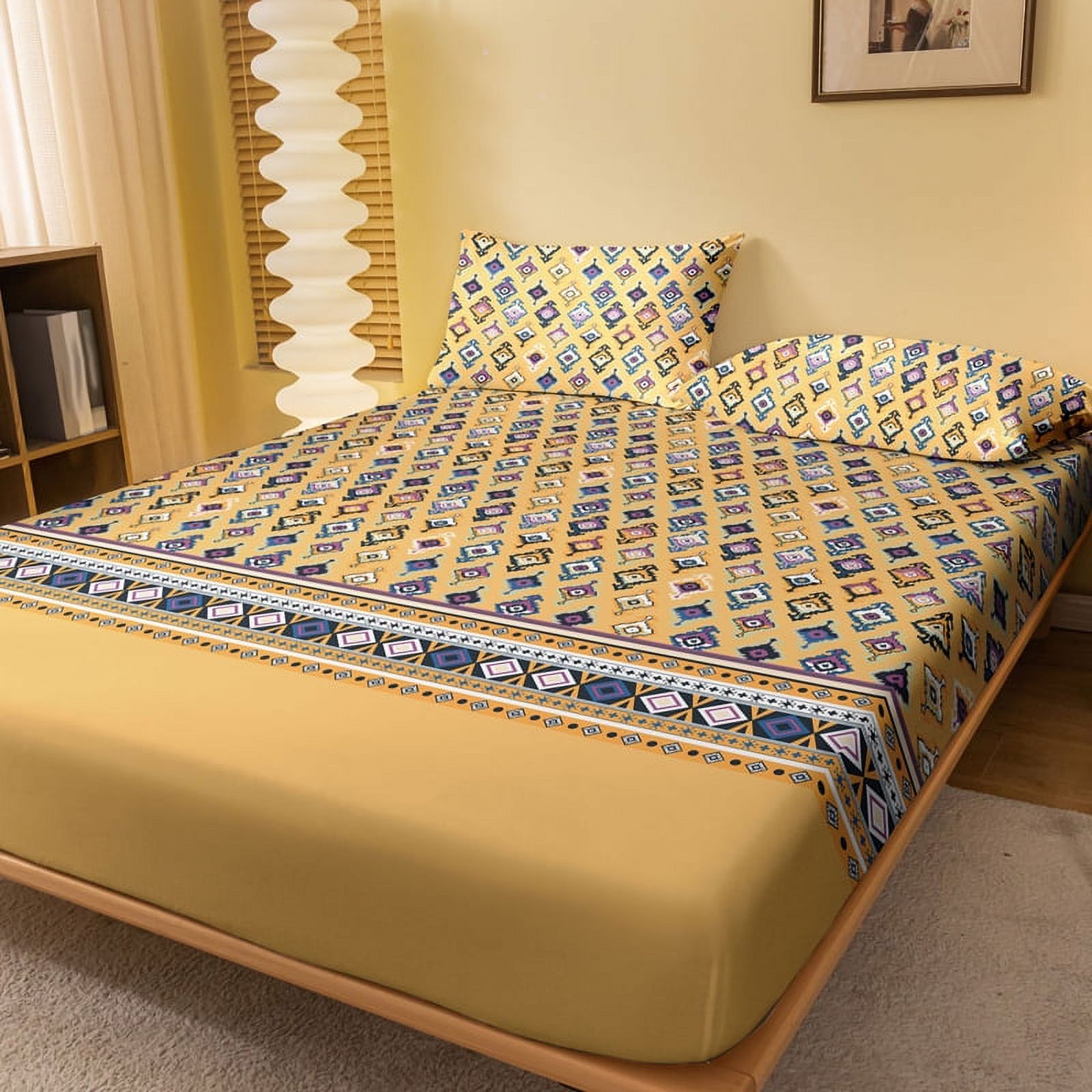 3 Set of Bohemian patterned frosted bedsheet bedroom printed bedspread ...