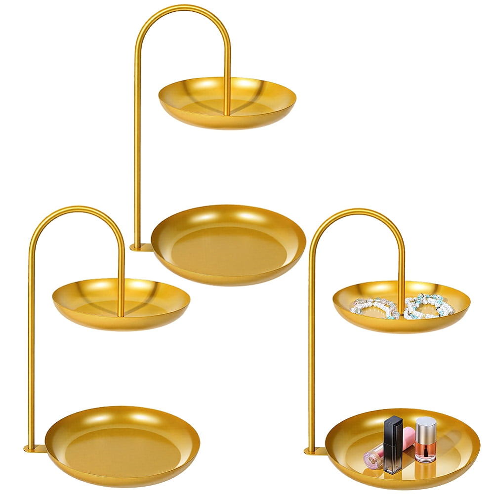 3 Sets 2-Tier Round Iron Candy Organizer Riser Stands for Desktop ...