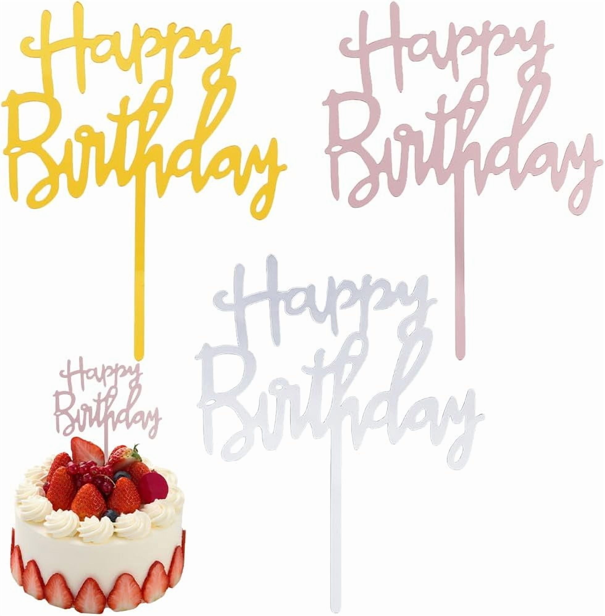 3 Sets 3 Colors Acrylic Cake Toppers Decorations Word Happy Birthday ...
