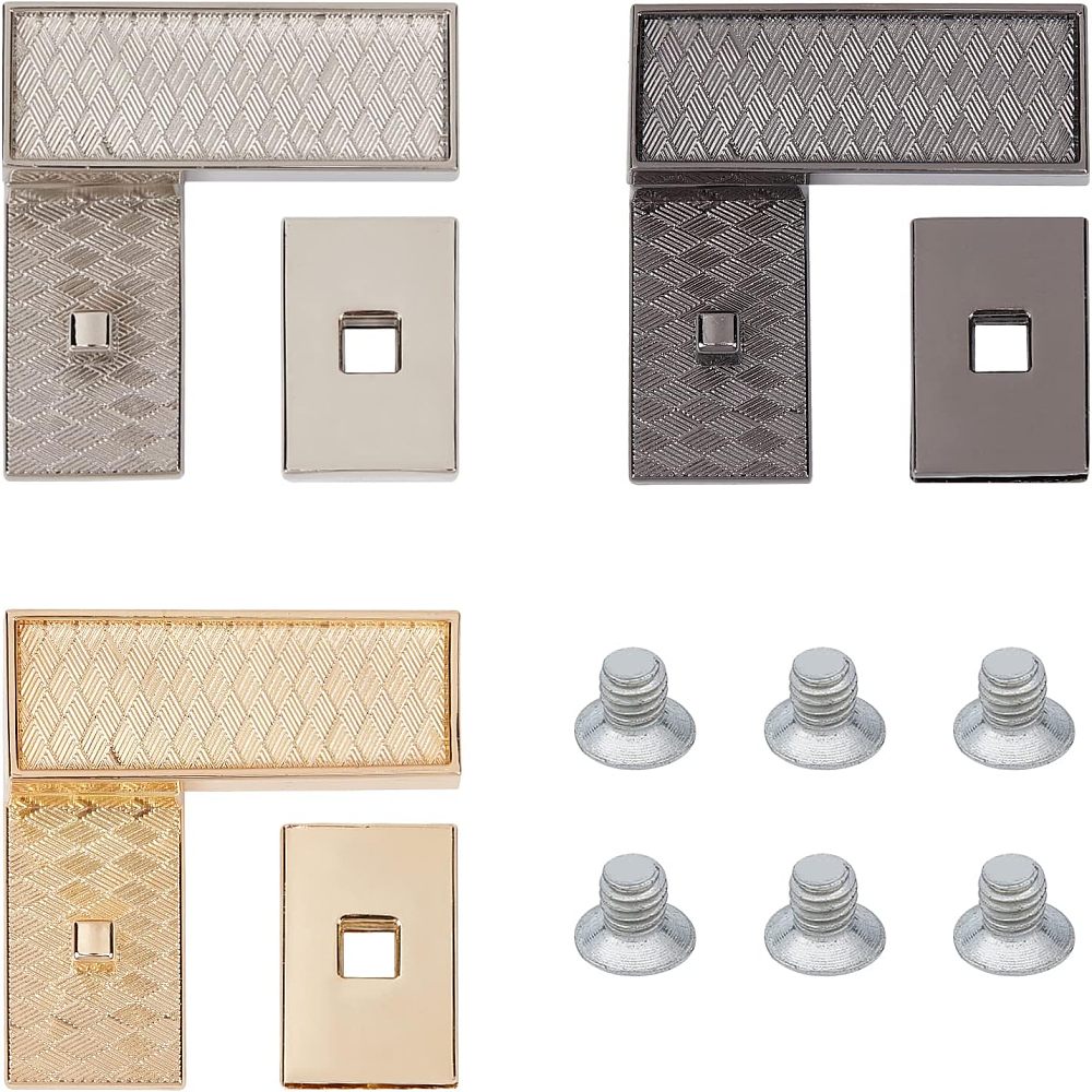 3 Sets 3 Colors Alloy Bag Lock Clasps Handbags Turn Lock Rectangle ...