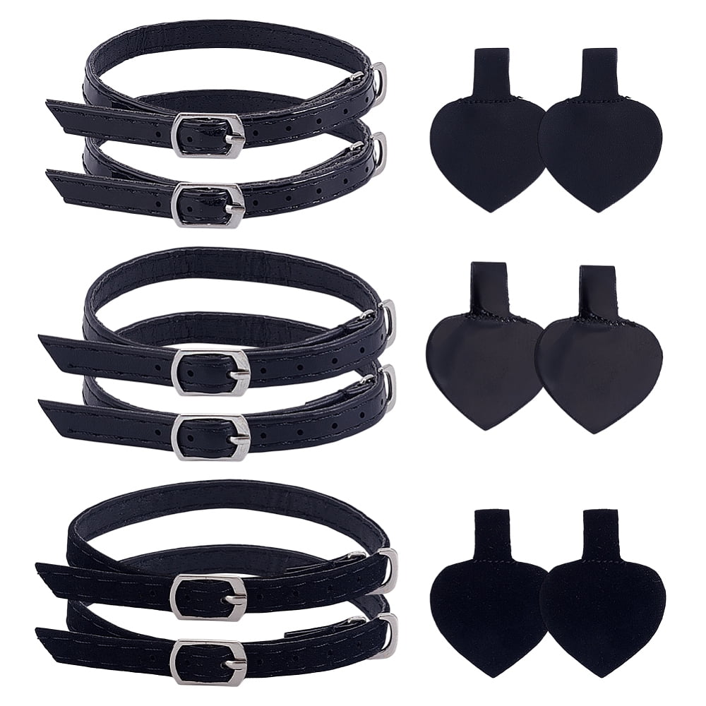 3 Sets 3 Colors PU Leather Elastic Shoelaces with Hook & Loop Tape Anti ...