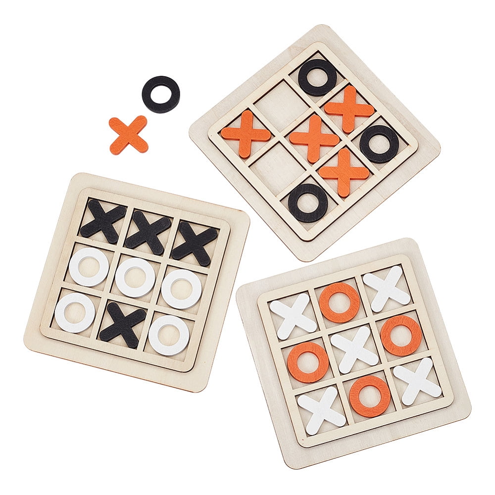 3 Sets 3 Colors Wood Tic Tac Toe Board Wooden XO Tic Tac Toe Tabletop ...