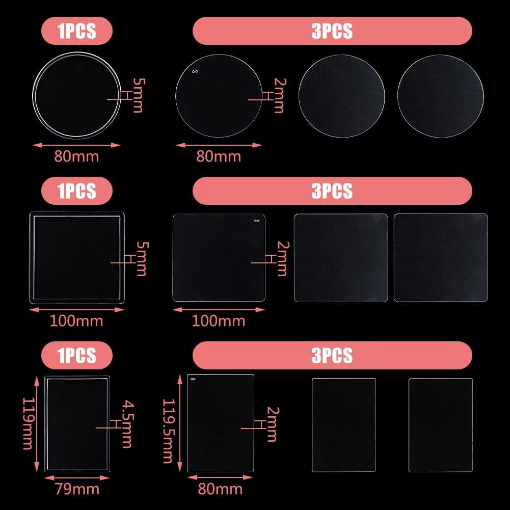 3 Sets 3 Style Acrylic Quicksand Stand Mold Acrylic Liquid Sand Plate ...
