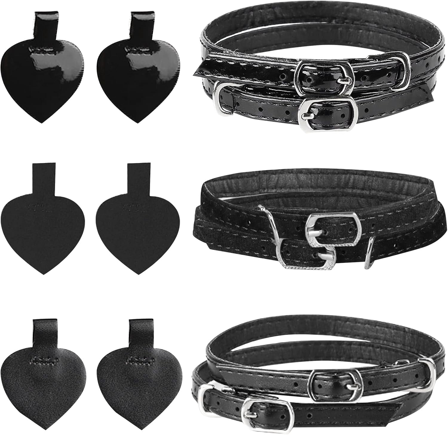 3 Sets 3 Style Detachable Shoe Straps Lady High Heels PU Leather Anti ...