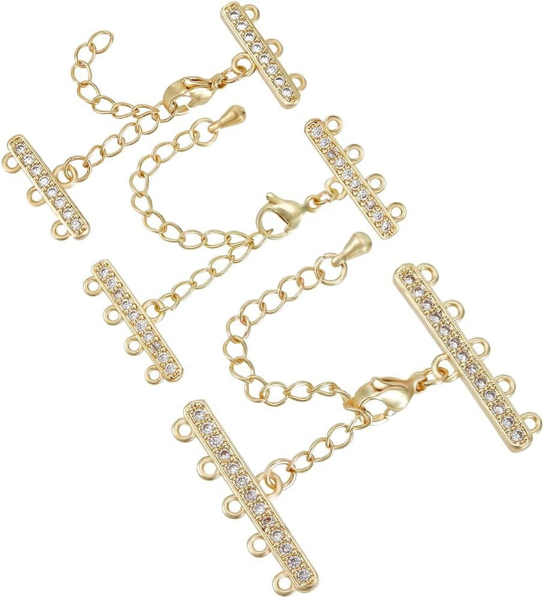 3 Sets 3 Style Layering Clasp 18K Gold Plated Cubic Zirconia Multi ...