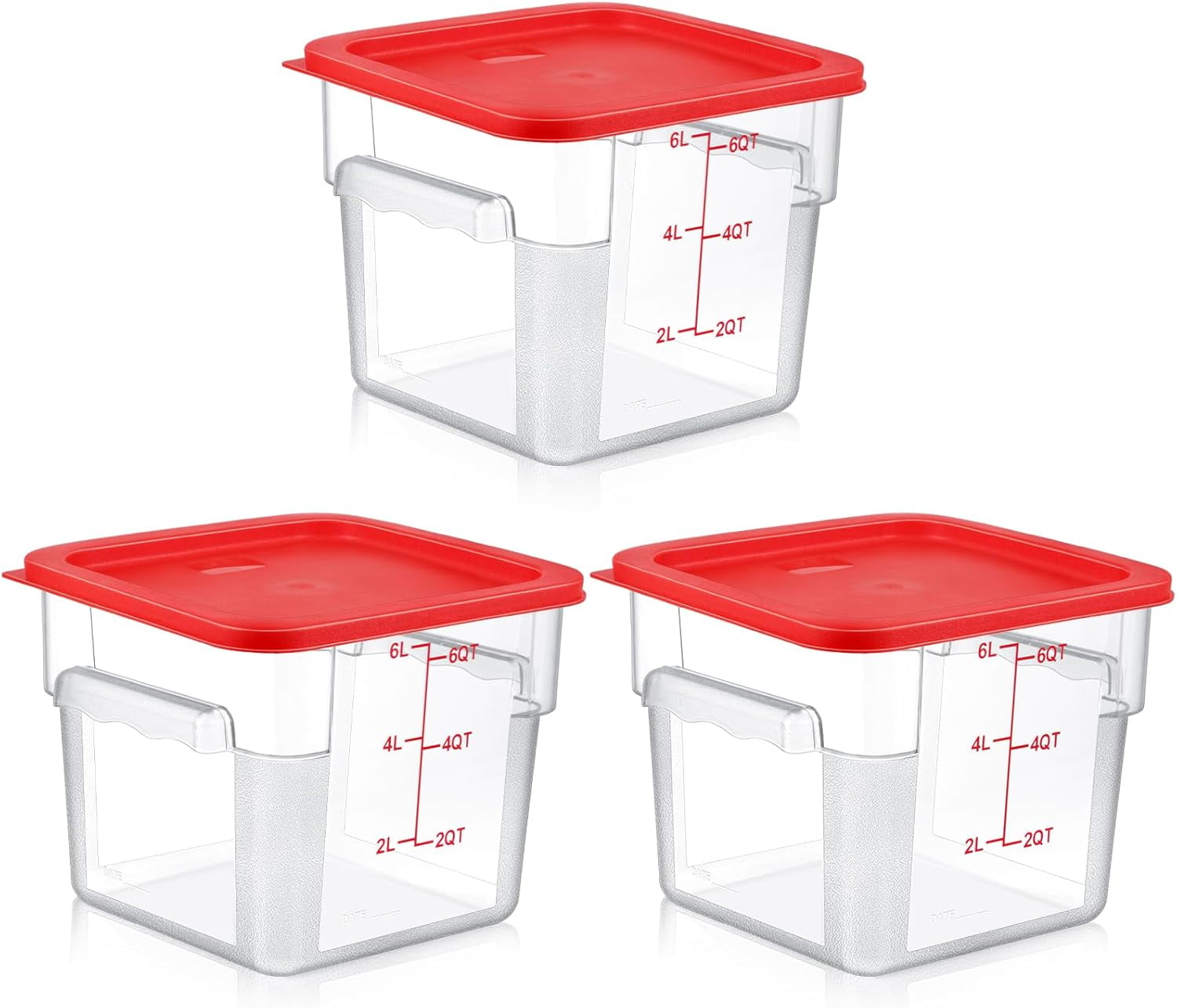 3 Sets 6 Qt Square Food Storage Containers with Lids Commercial ...