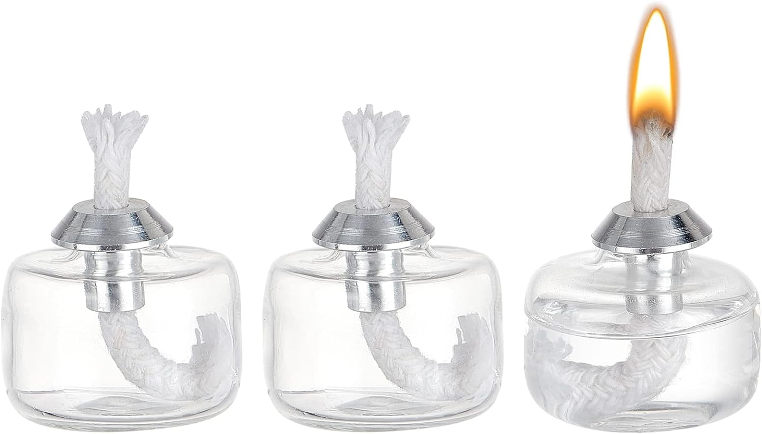 3 Sets 8ml Small Alcohol Lamp Glass Alcohol Burner Lamp with Metal Caps ...