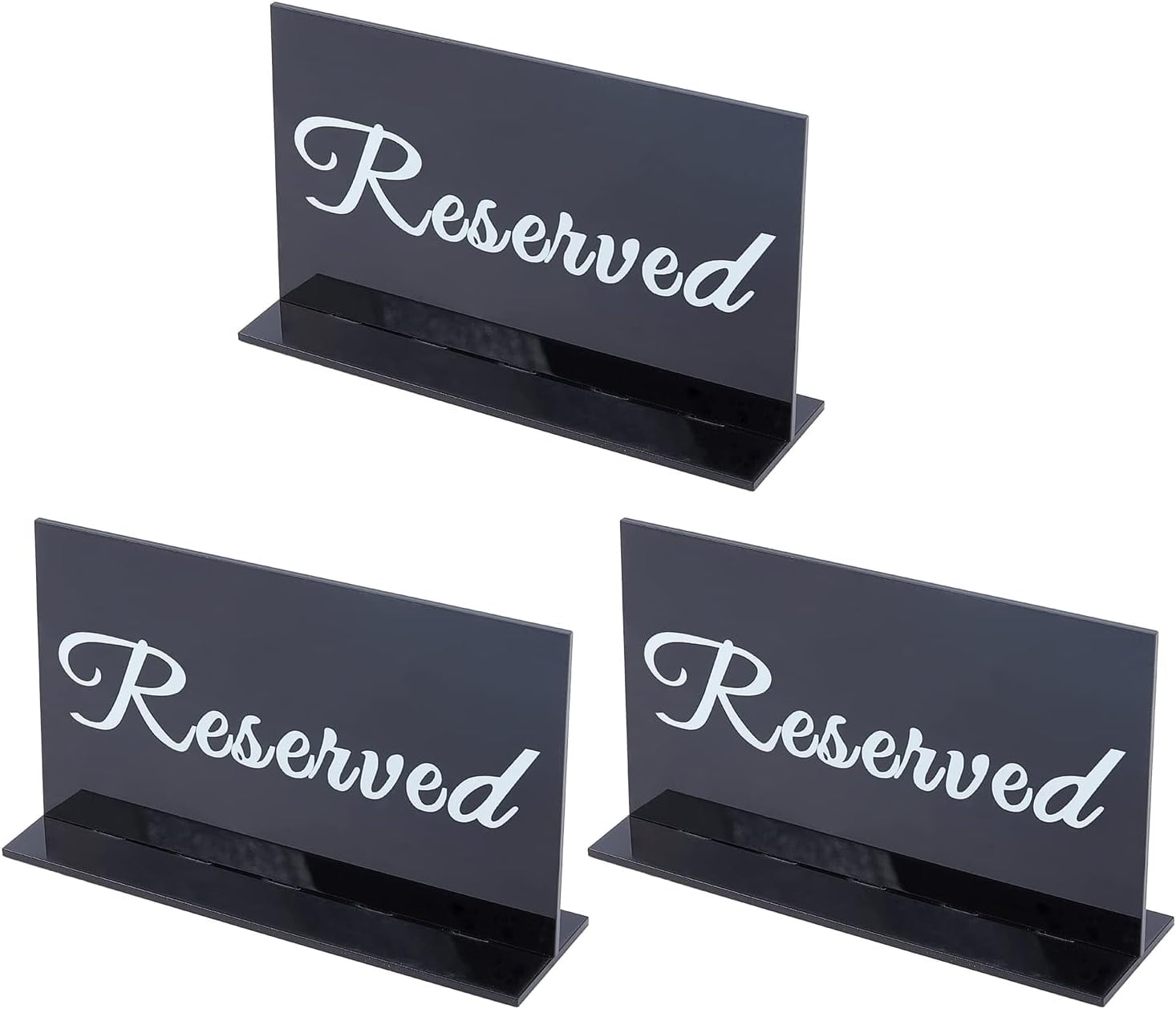 3 Sets Acrylic Mirror Reserved Table Signs Black Desk Stand Reserved ...
