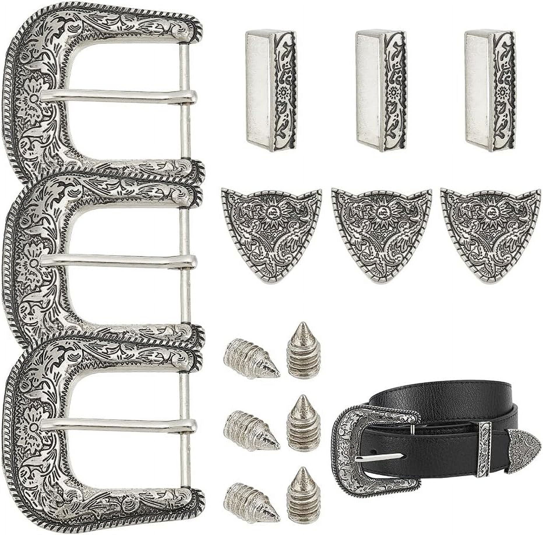 3 Sets Antique Silver Belt Buck Set 1.5inch Wide Western Cowboy Buckle ...