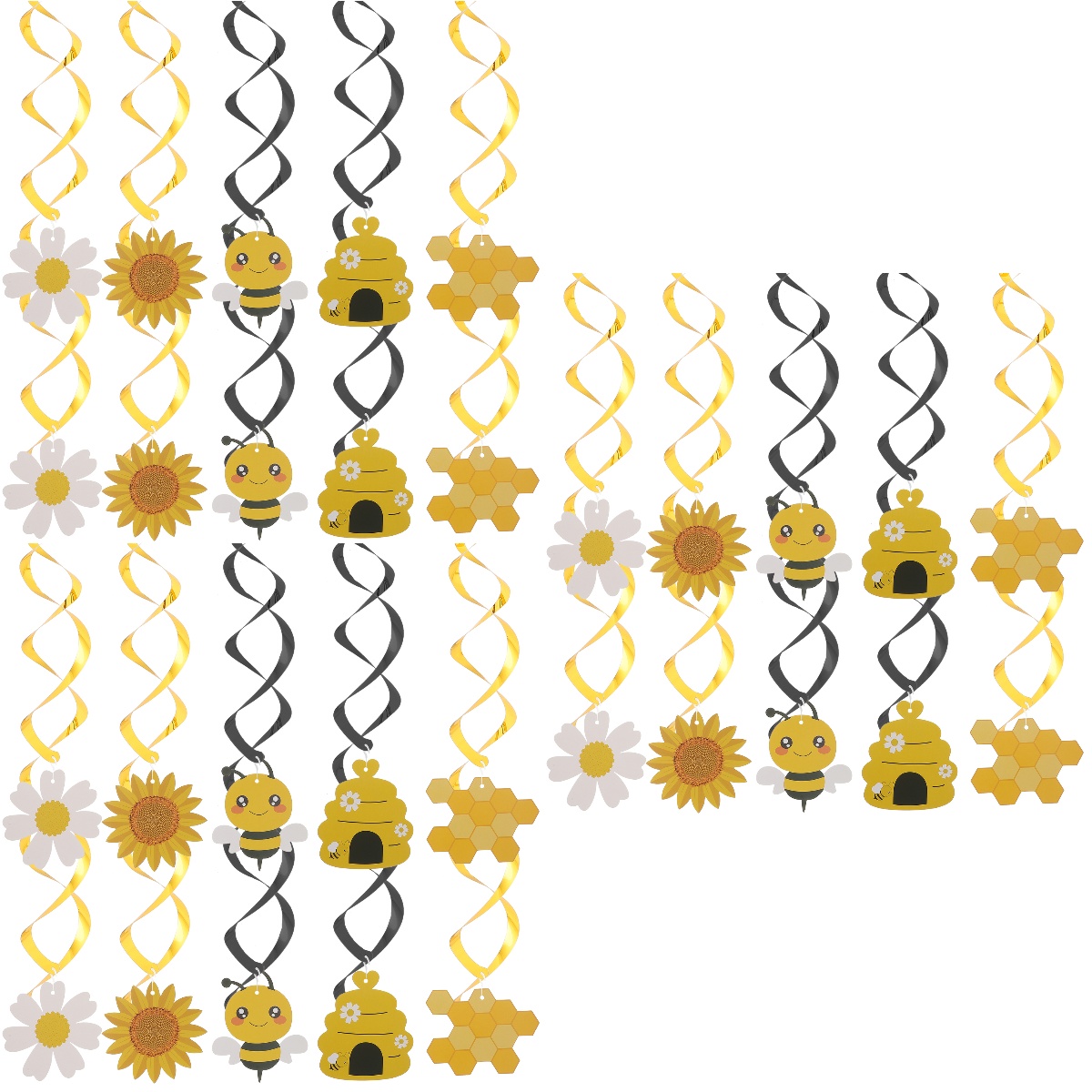 3 Sets Bee Ornaments Letter Bees Party Hanging Decor Swirl Ceiling ...