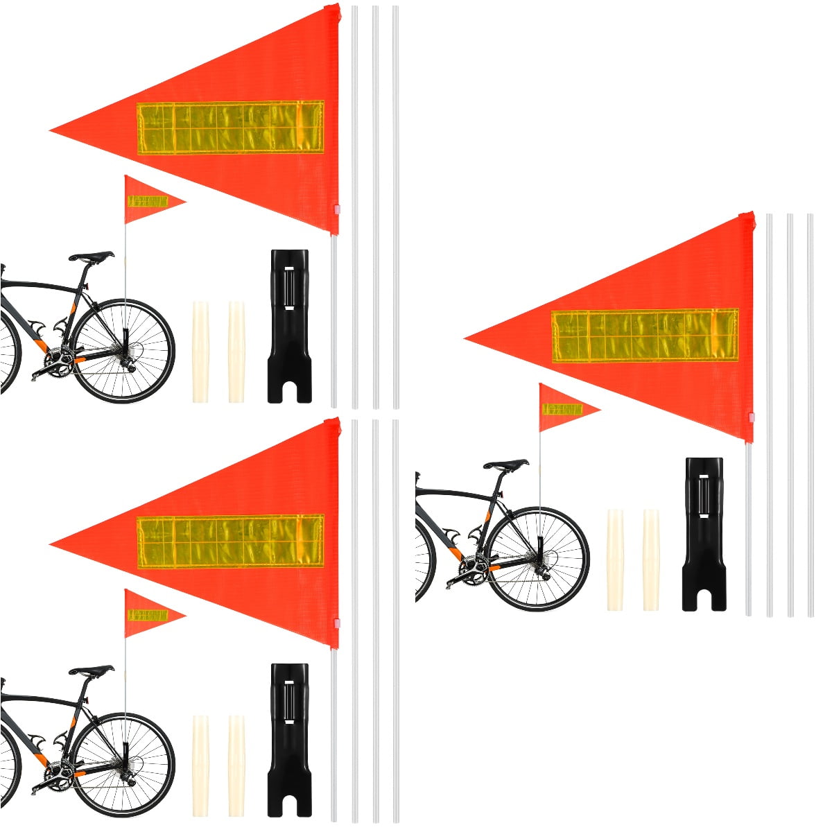 3 Sets Bike Flag Bicycle Flag Bike Safety Flag Bike Flags With Pole For ...