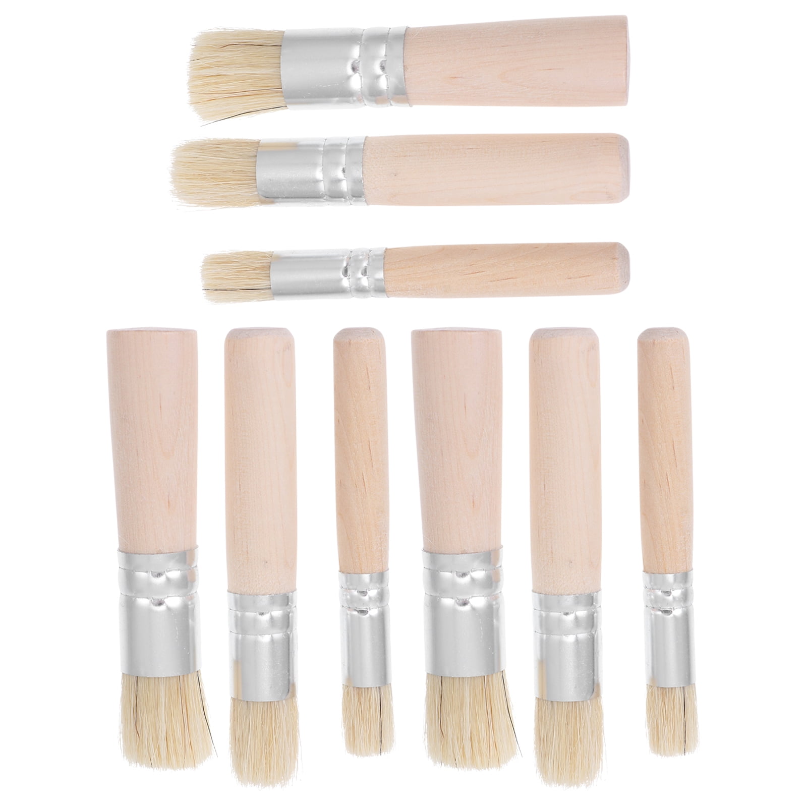 3 Sets Bristle Brush Paint Oil Painting Wooden Stencil Chip Paintbrush ...