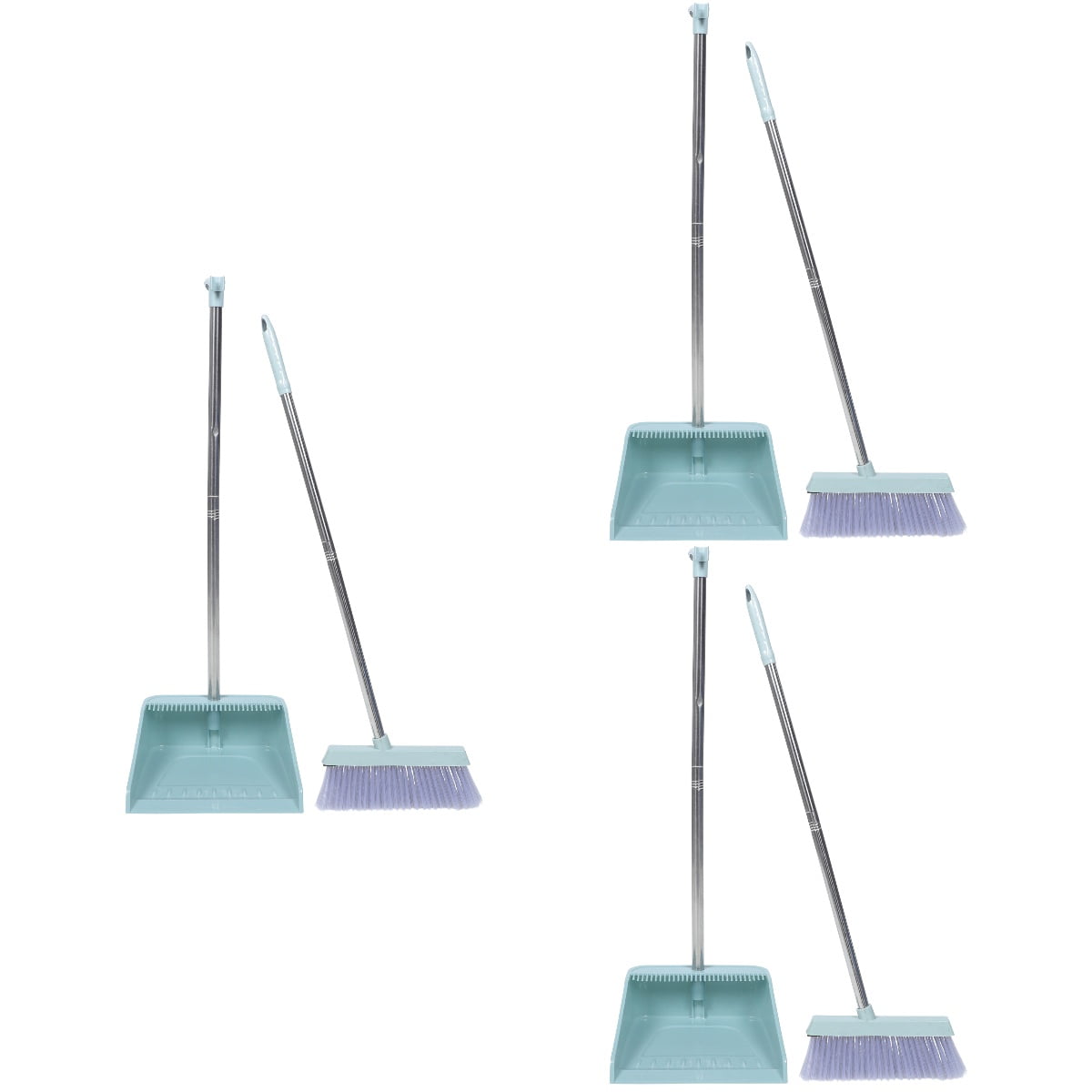 3 Sets Broom and Dustpan Set with Adjustable Long Handle, Upright Combo ...