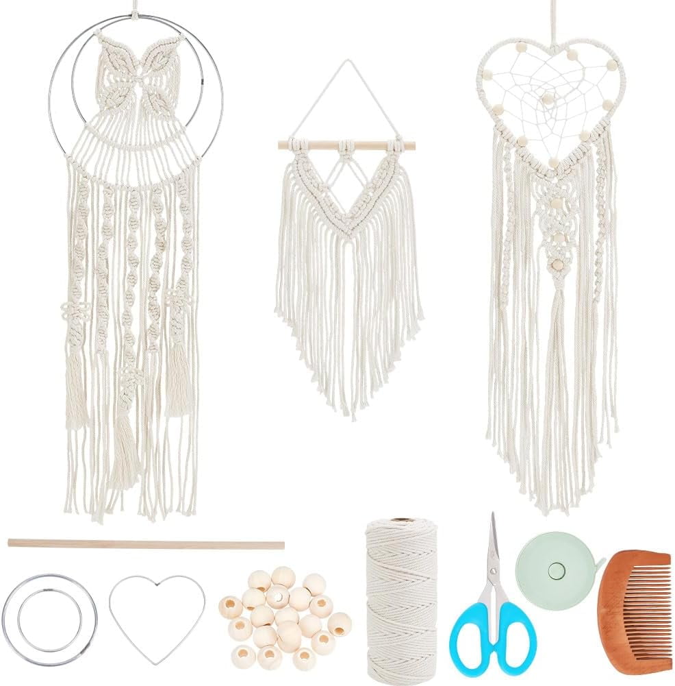 3 Sets Butterfly Macrame Kit DIY Macrame Wall Hanging Kit Boho Macrame ...