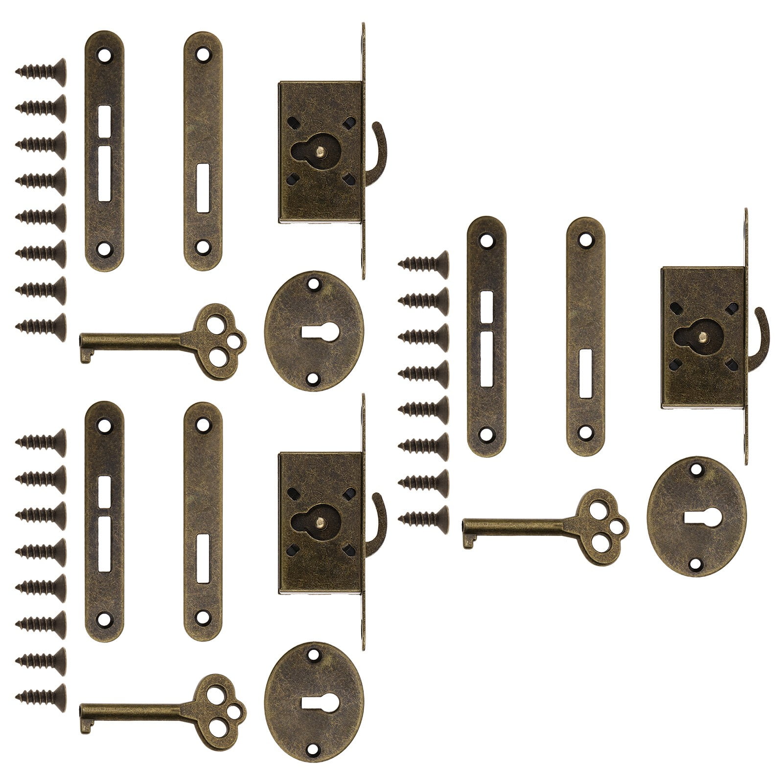 3 Sets Cabinet Lock Exquisite Vintage Jewelry Box Lock Antique Bronze ...