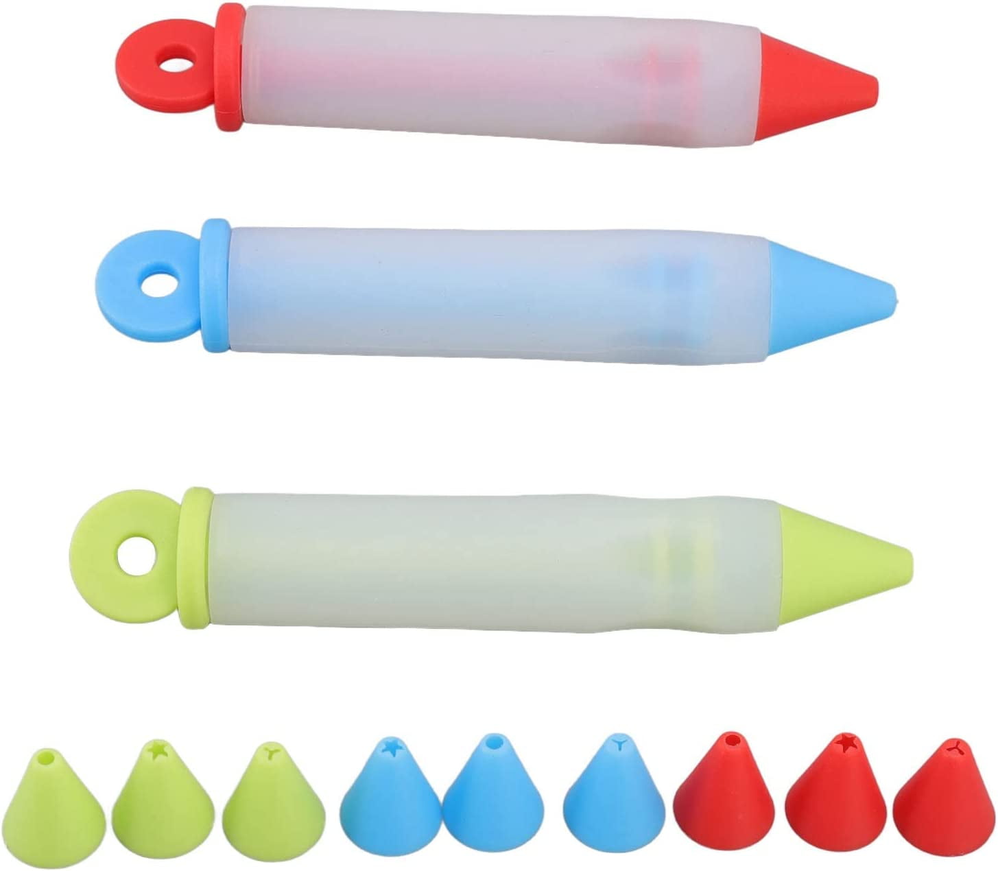 3 Sets Cake Decorating Pens, Silicone Cake Icing Pen with 12 Decorating ...