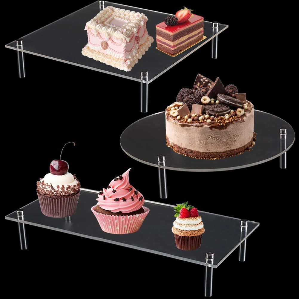 3 Sets Cake Stands for Dessert Table Acrylic Clear Cupcake Display ...