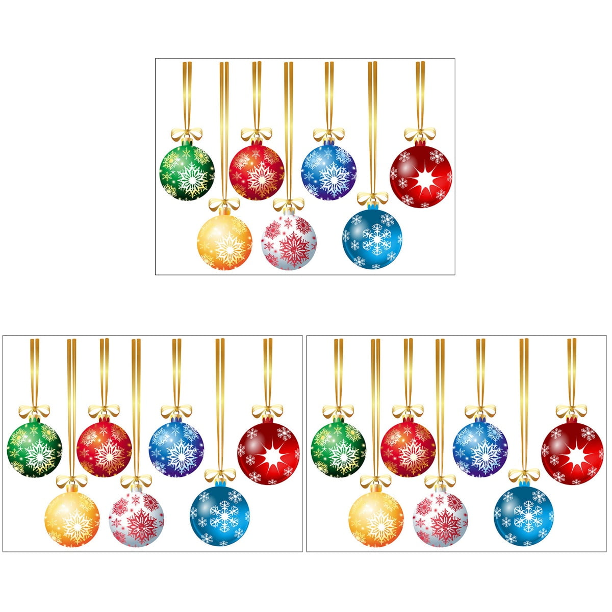 3 Sets Christmas Color Ball Decals Wall Window Door Glass Sticker ...