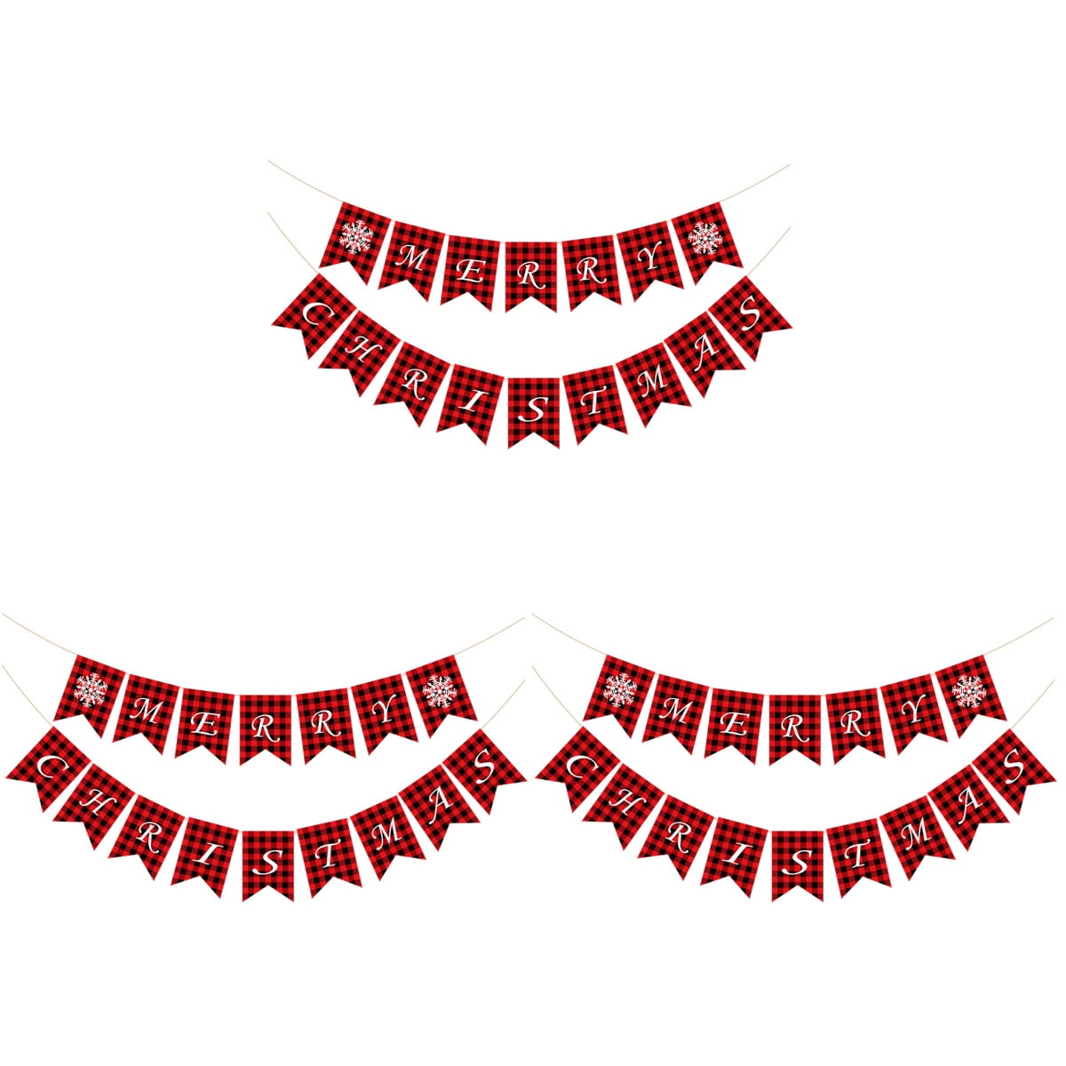 3 Sets Christmas Decorative Banners Creative Merry Christmas Buntings ...