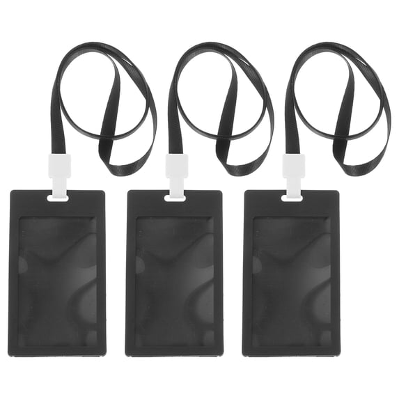 3 Sets Clear Card Holder with Lanyard ID Cards Sleeve Working Cards ...