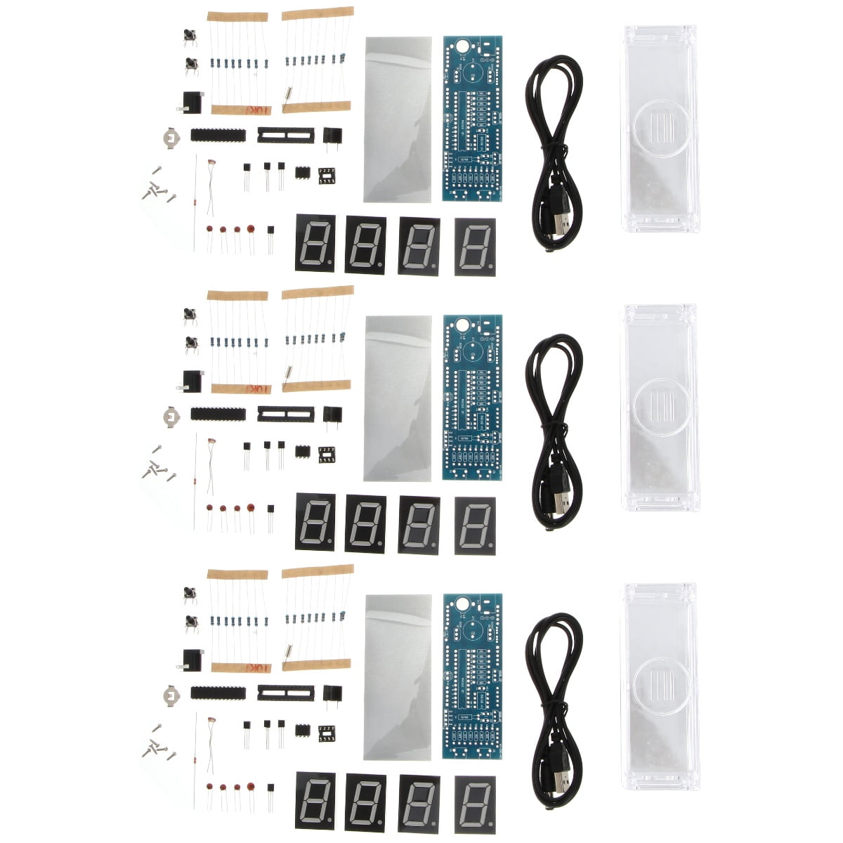 3 Sets Clock Soldering Kit LED Single Chip Microcomputer Digital DIY ...