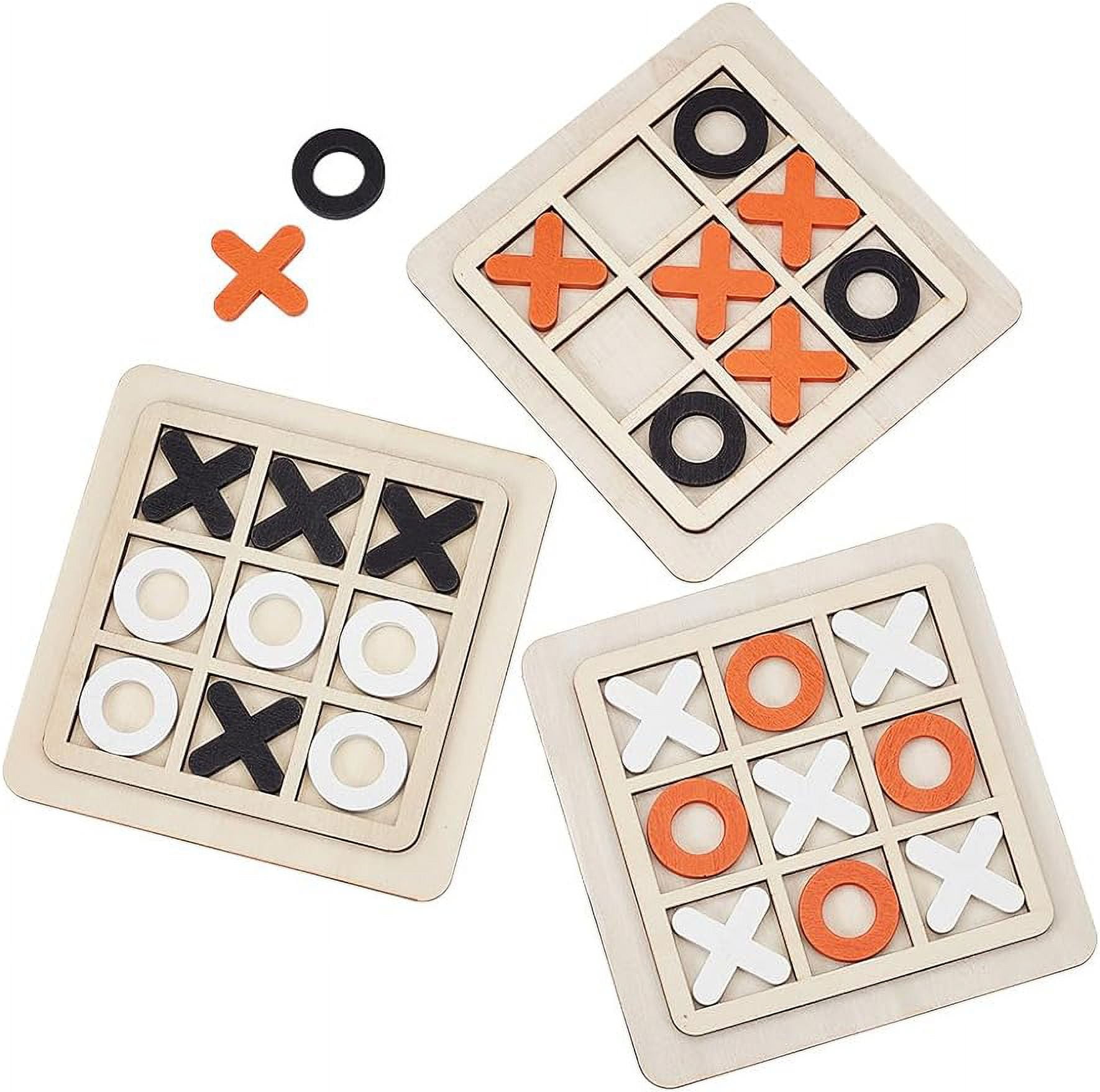 3 Sets 3 Colors Wood Tic Tac Toe Board Game Wooden XO Tic Tac Toe ...