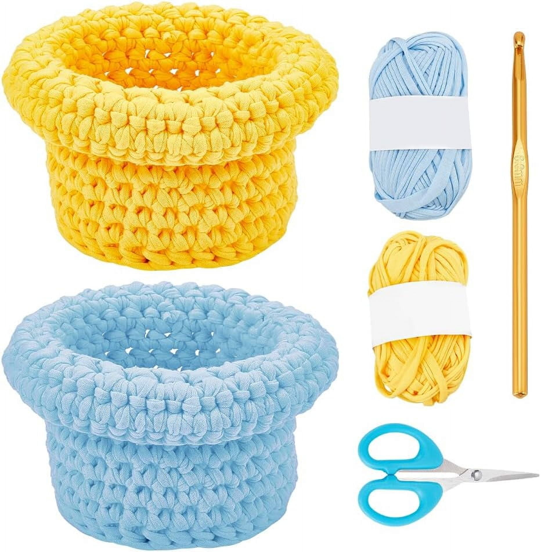 3 Sets Crochet Basket Kit Yellow&Blue Crochet Storage Basket Making Kit ...