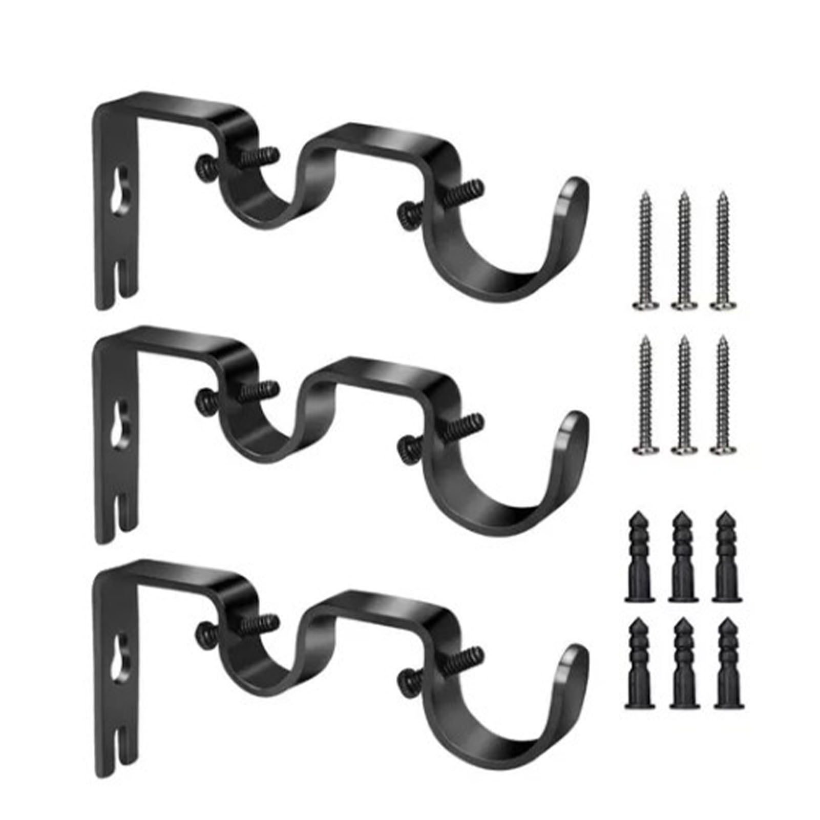 3 Sets Curtain Rod Hook Holder Iron Bracket Universal Design Home ...
