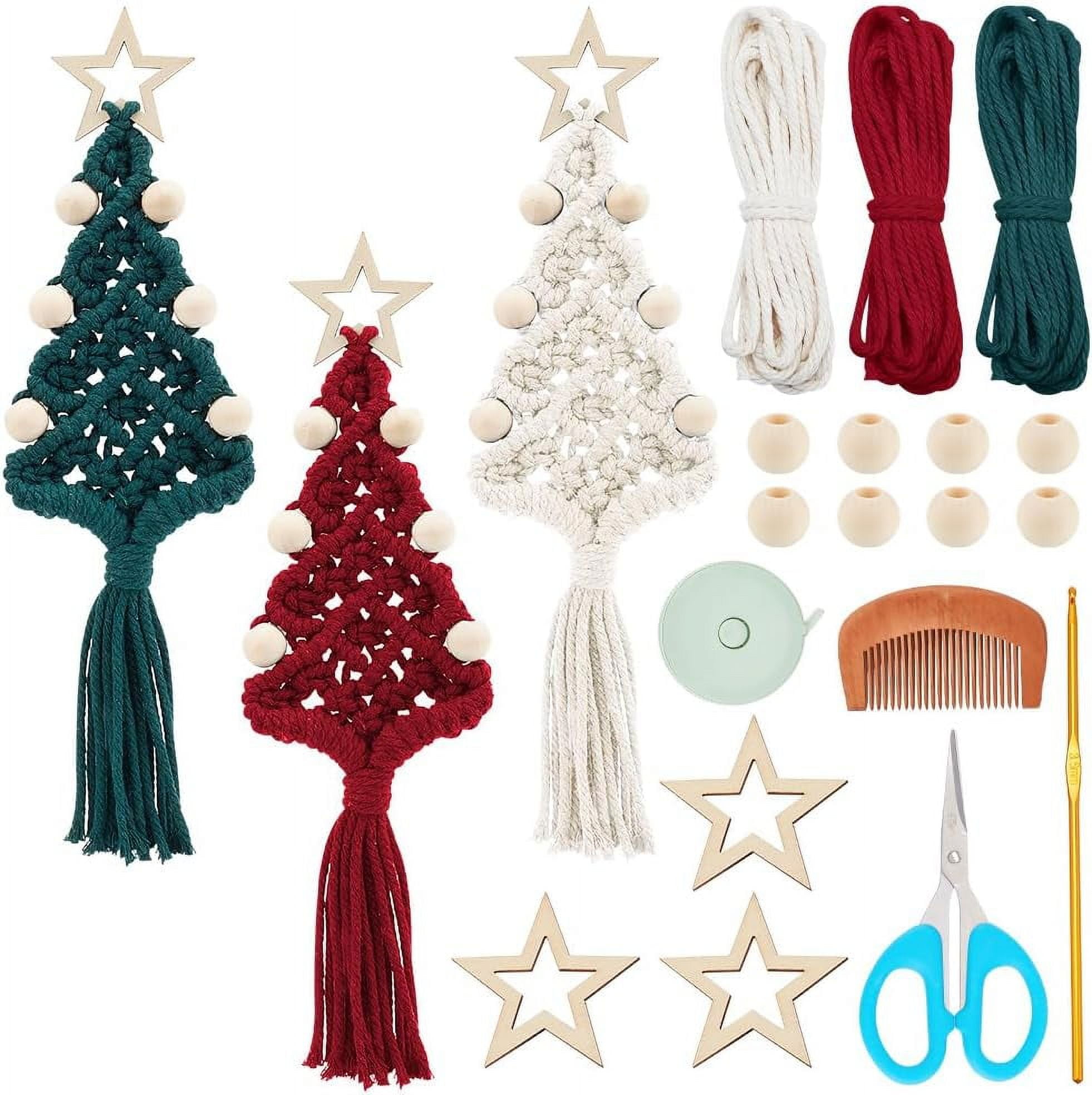 3 Sets DIY Macrame Christmas Tree Kit Macrame Ornaments for Christmas ...