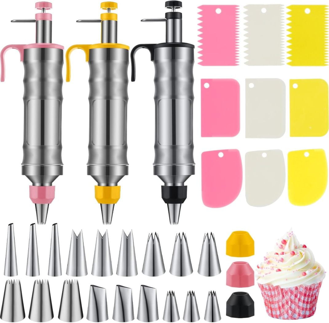 3 Sets Dessert Decorating Syringe Set, Cupcake Frosting Filling ...