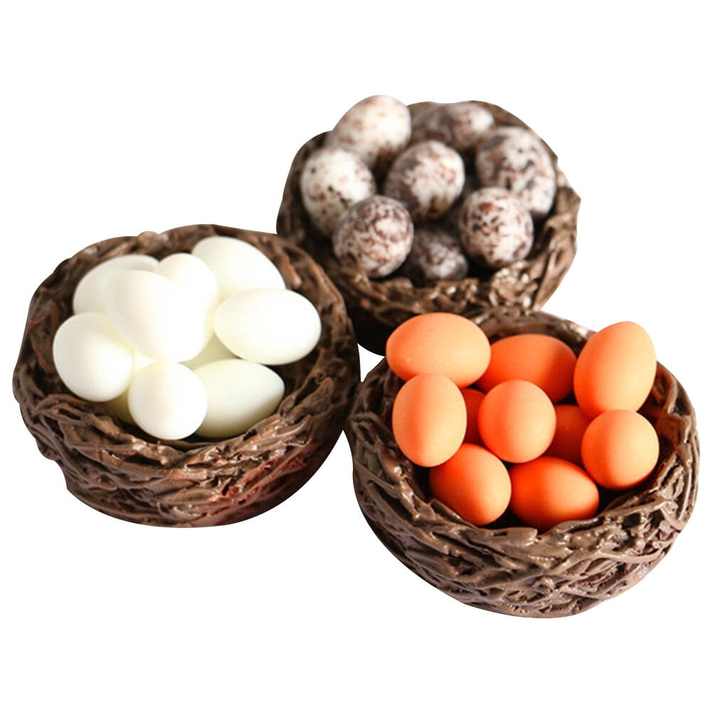 3 Sets Dollhouse Bird Nest Eggs Models Easter Micro Landscape Ornament ...
