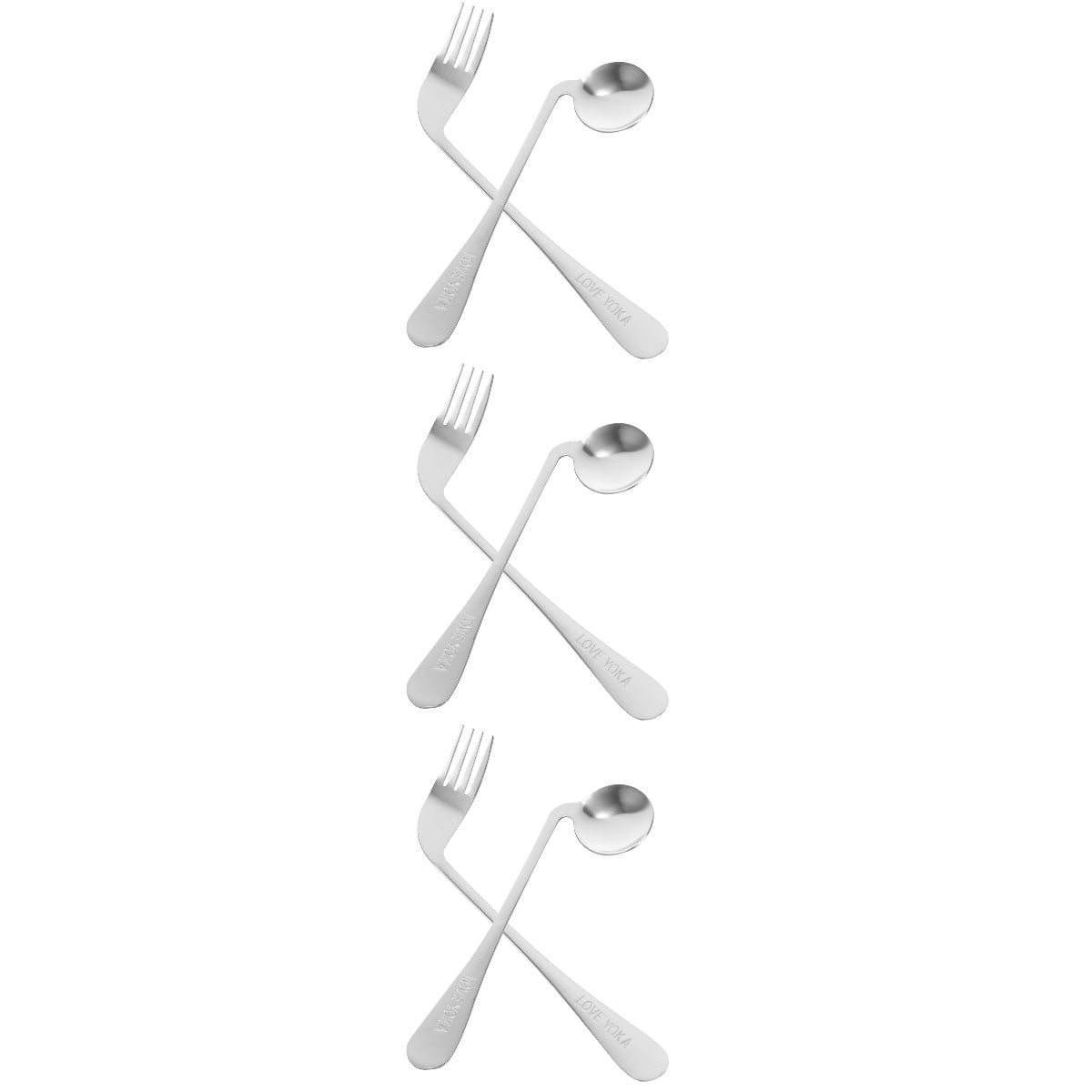 MERRYHAPY 3 Sets Lightweight Angled Forks and Metal Spoons for Disabled ...