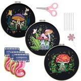 3 Sets Embroidery Kit for Beginners Art Craft Handy Sewing Set Mushroom ...