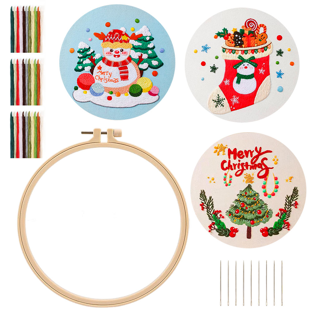 WEISIPU Embroidery Starter Kit with Flower Pattern, Handmade Cross ...