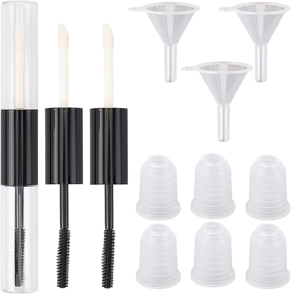 3 Sets Empty Mascara Tubes 17ml Transparent Black Plastic Double Ended ...