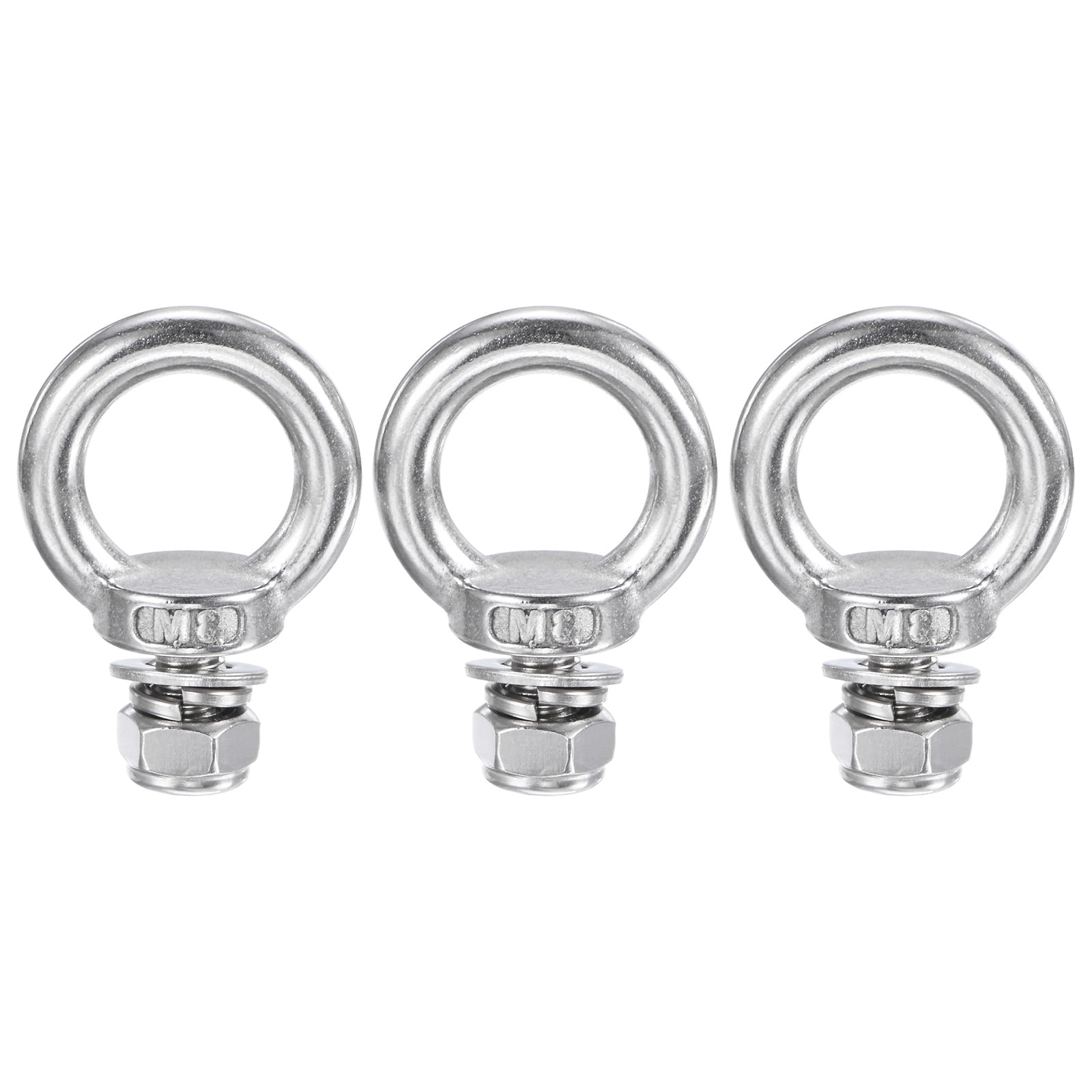 3-Sets Eye Bolts with Nuts, M8x13mm 304 Stainless Steel Lifting ...